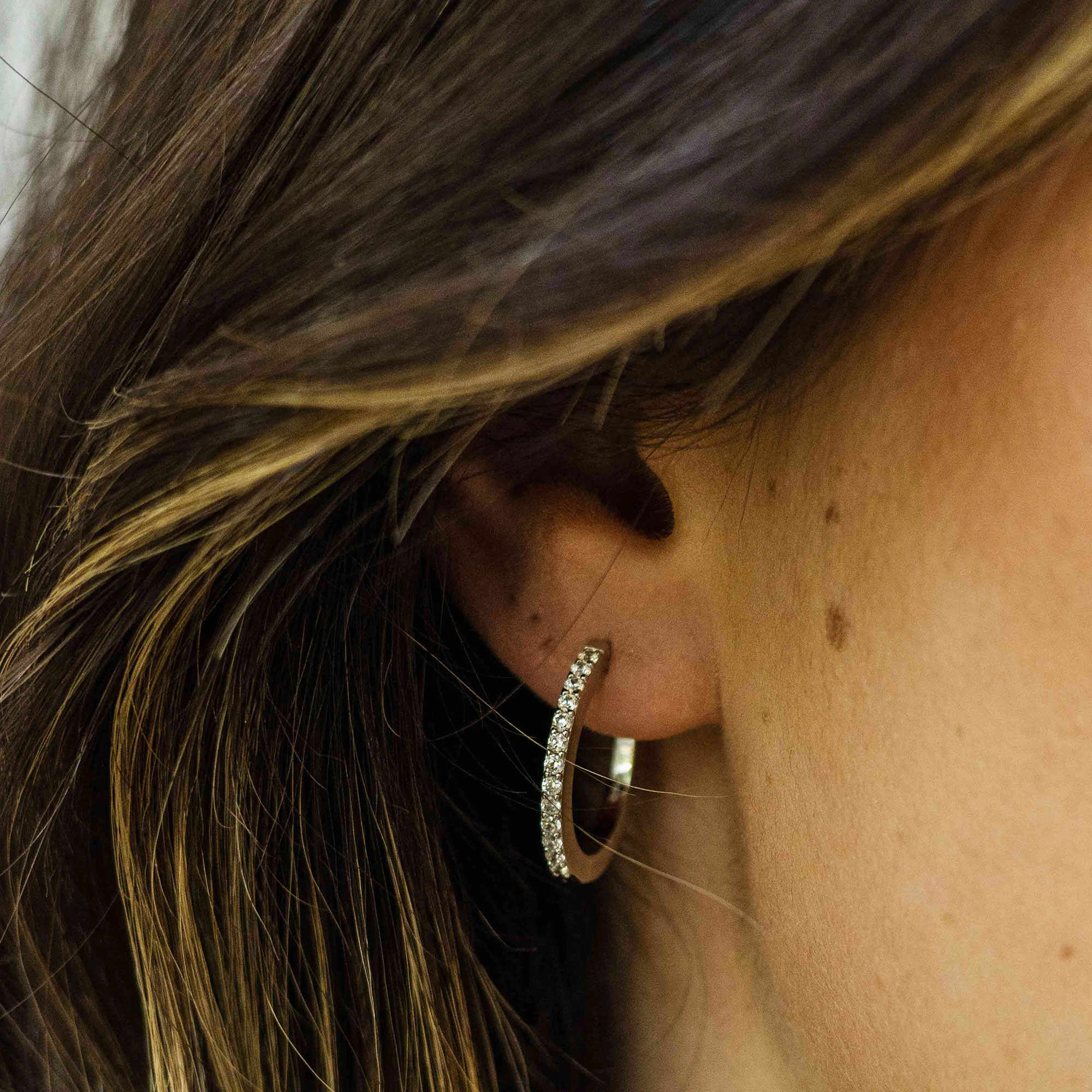 Oorringen sterling zilver met zirkonia 22 mm - KCF222