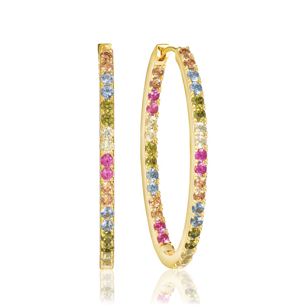 Oorringen Ellisse Medio gold plated met gekleurde zirkonia - SJ-E2313 ...