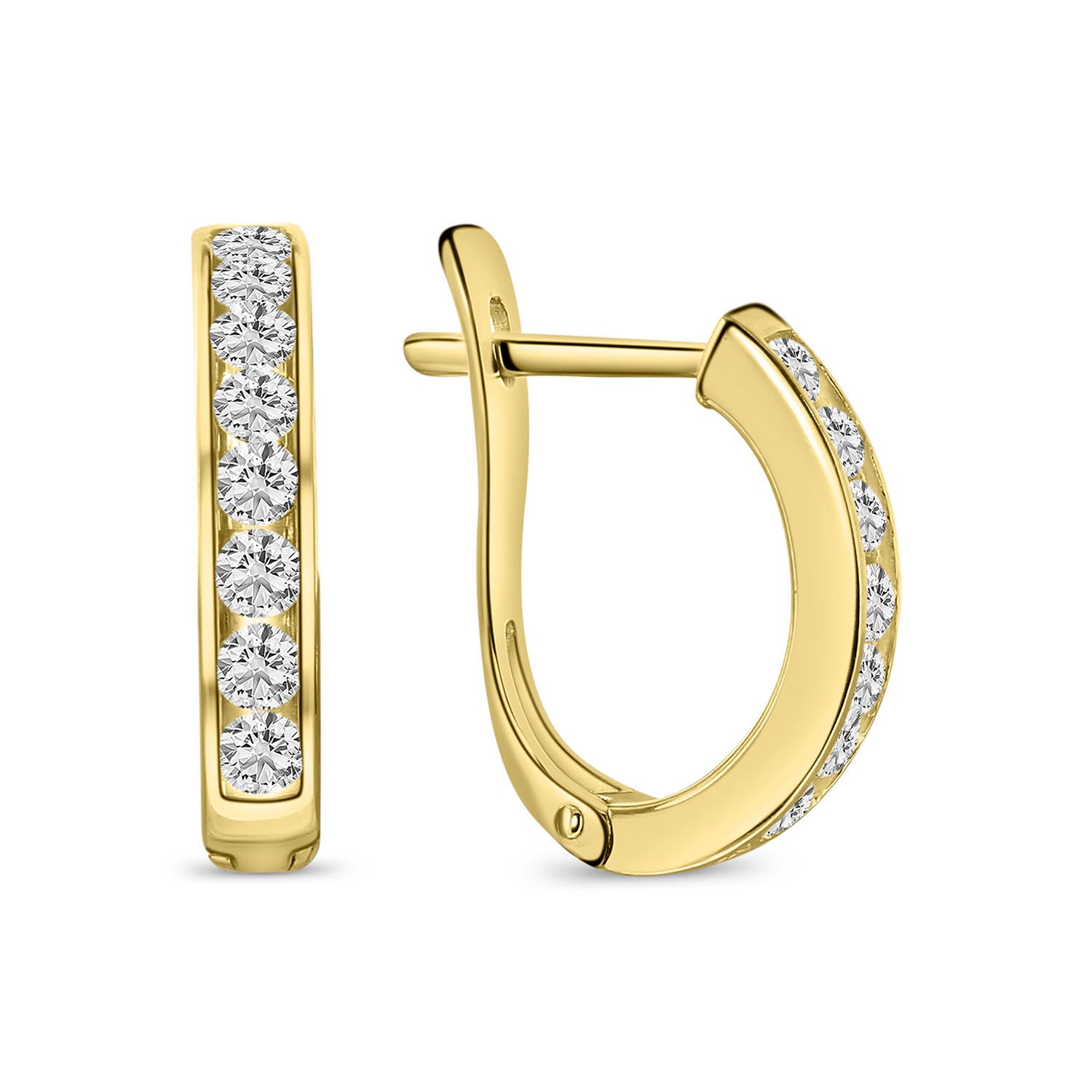 Geelgouden oorhangers met zirkonia E210-59575Z-Y