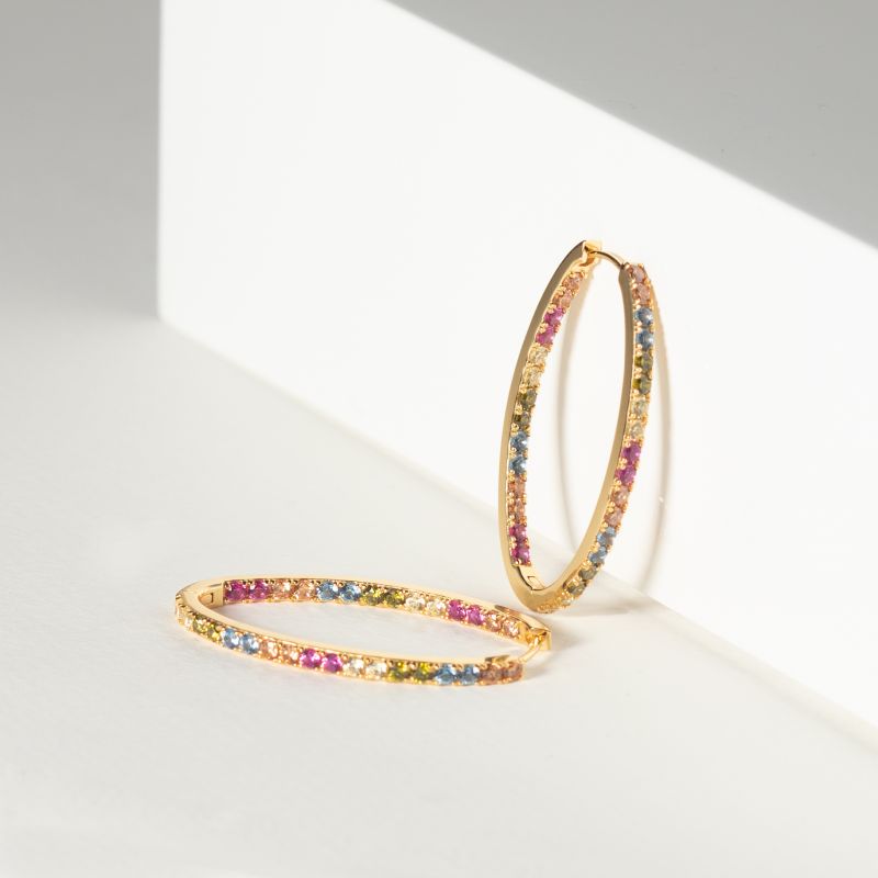 Oorringen Ellisse Medio gold plated met gekleurde zirkonia - SJ-E2313 ...